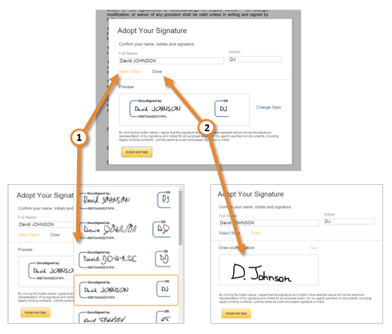Sign a document via Docusign