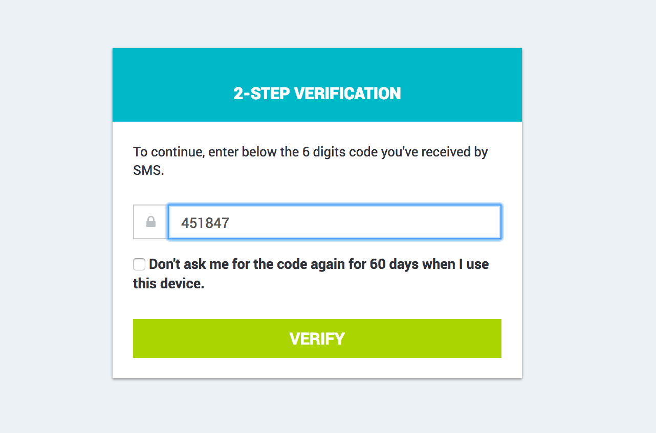Secure your account with the 2-step verification